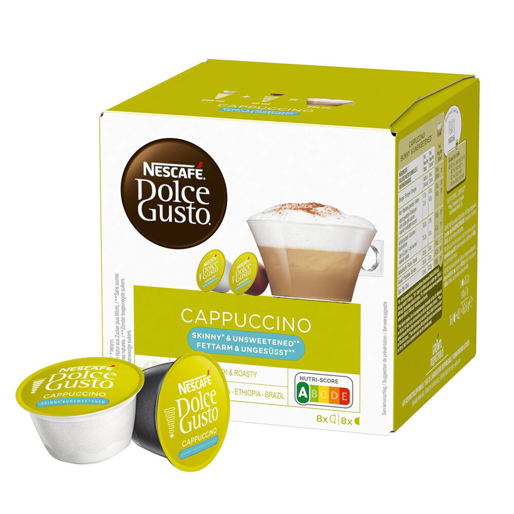 Nescafe Dolce Gusto Cappuccino Coffee Capsules Skinny and Unsweetened